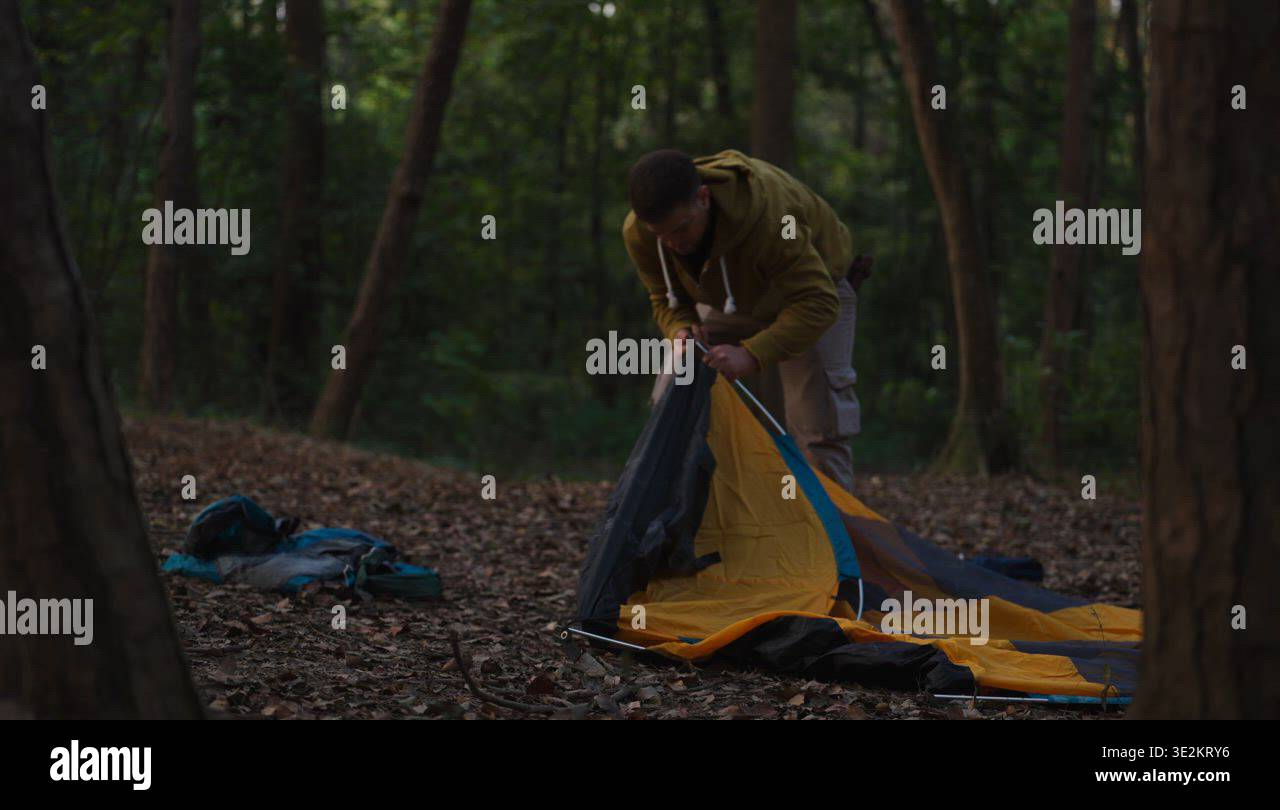 man travel in the autumn nature Stock Video Footage - Alamy