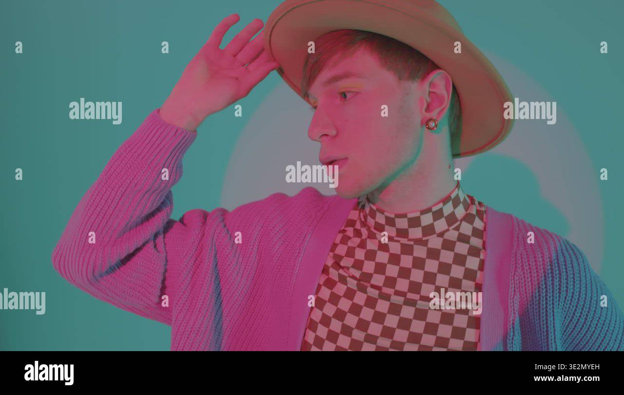 LGBTQ Model In Hat Portrait Stock Video Footage - Alamy