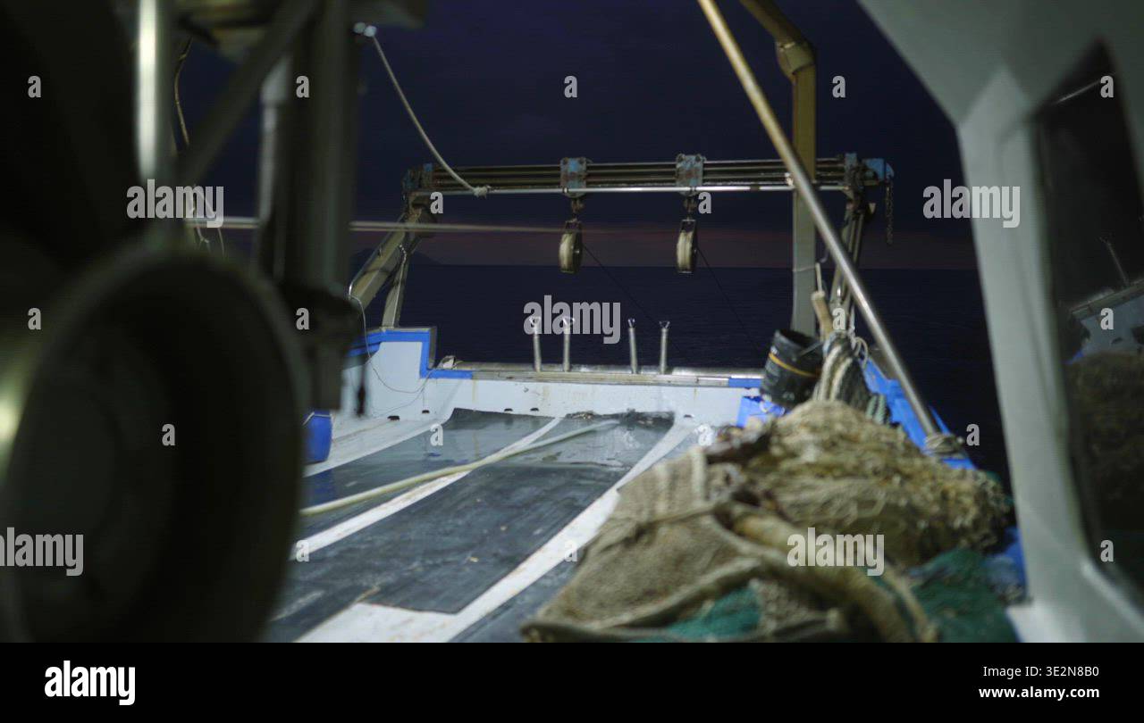 Fishing trawler with fishing nets Stock Video Footage - Alamy