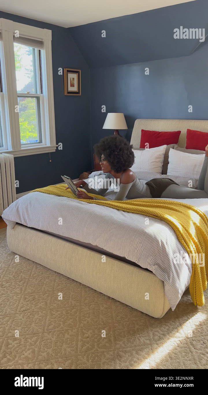 video chat ipad tablet computer in cozy bedroom Stock Video Footage - Alamy