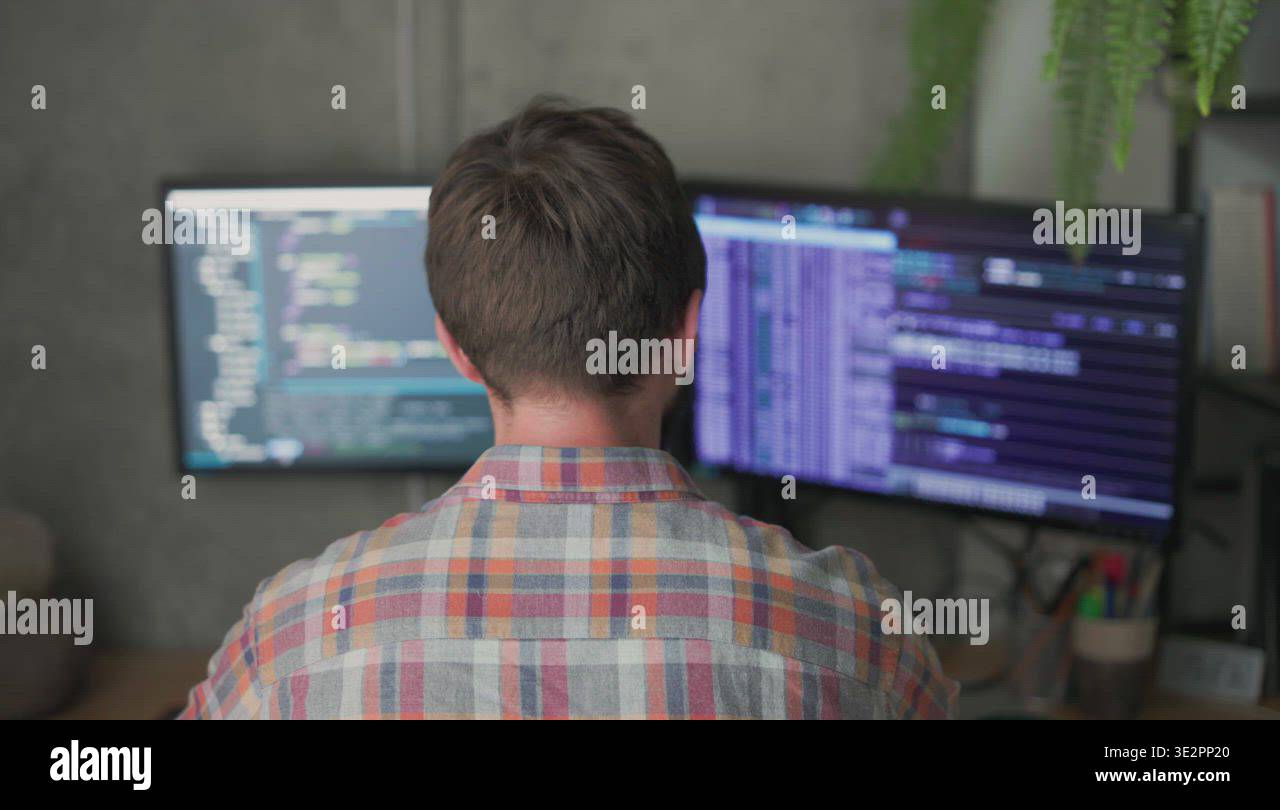 Programming code worker computer workplace screen Stock Video Footage ...