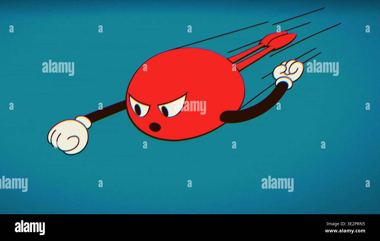 Retro 2D Character Flying Like Superman In Looping Animation Stock ...