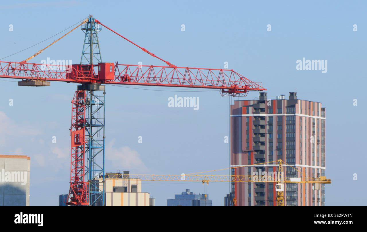 City construction site crane building Stock Video Footage - Alamy