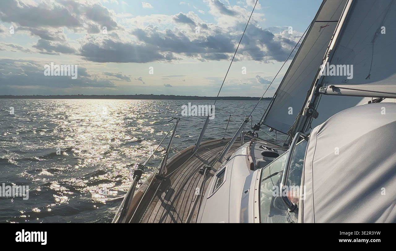 Summer Sailing boat landscape In Naragansett Bay Ocean Rhode Island ...
