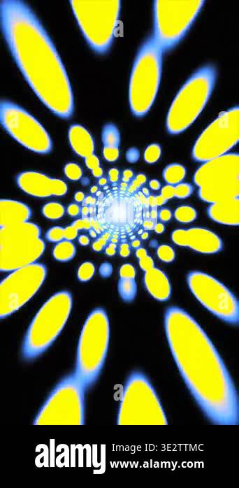Abstract yellow and blue glowing oval shapes radiate from a bright ...
