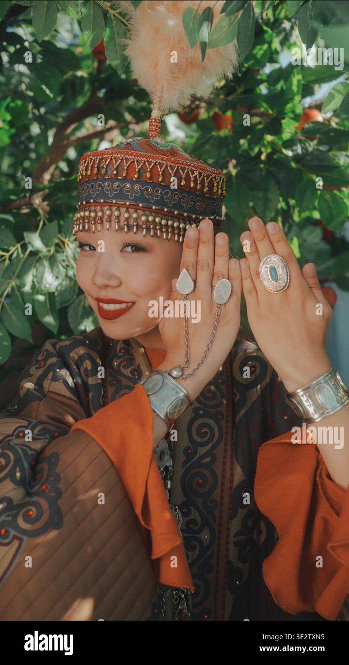 Portrait of a beautiful woman in traditional clothing Stock Video ...