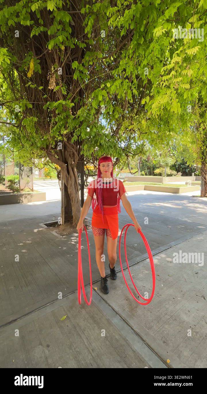 Hula Hoop Artist Performing Outdoors Stock Video Footage - Alamy