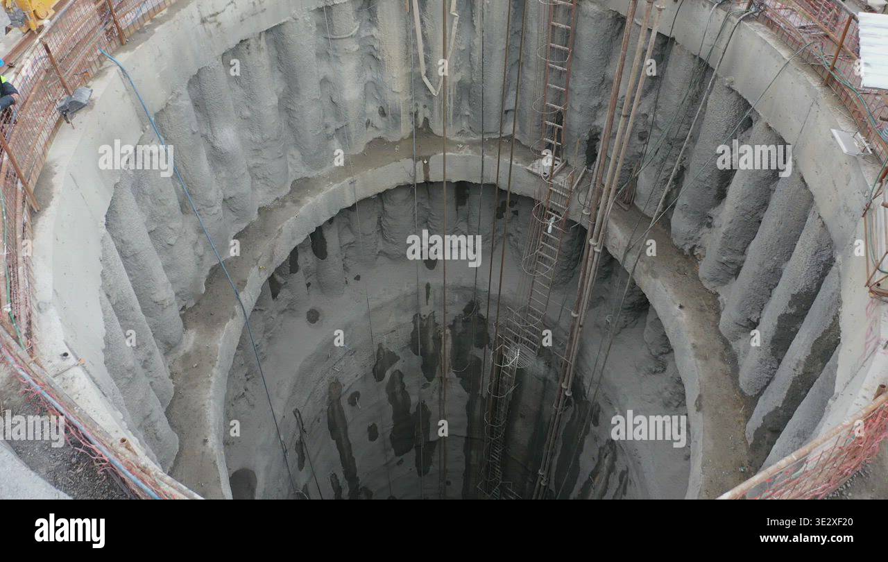 Interior View of Deep Tunnel Shaft and Vertical Excavation at Metro ...