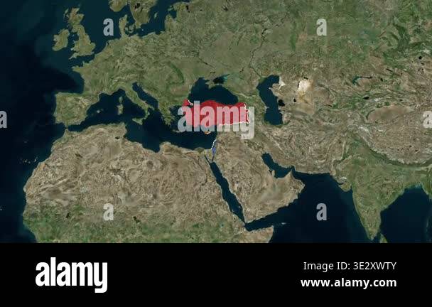 Turkey-Cyprus-Israel Border Highlighted Zoomed Map Animation, Geography ...