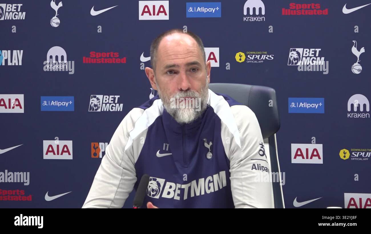 Tottenham v Nottingham Forest: Igor Tudor press conference Stock Video ...