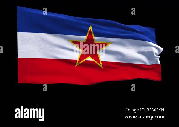 Flag of Yugoslavia waving in the wind. Patriotic symbol of the former ...