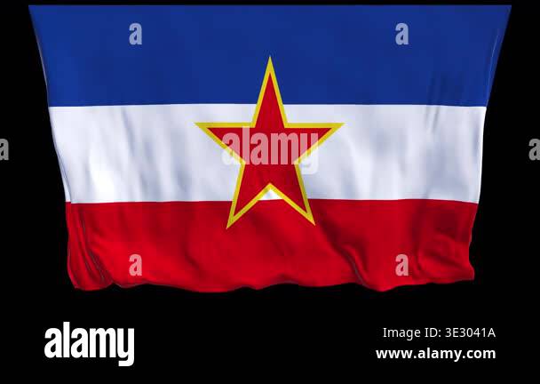 Flag of Yugoslavia waving in the wind. Patriotic symbol of the former ...