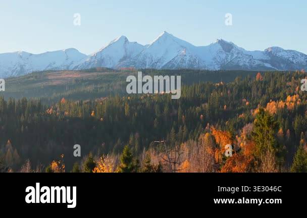 The breathtaking aerial view of beautiful Tantra mountains and ...