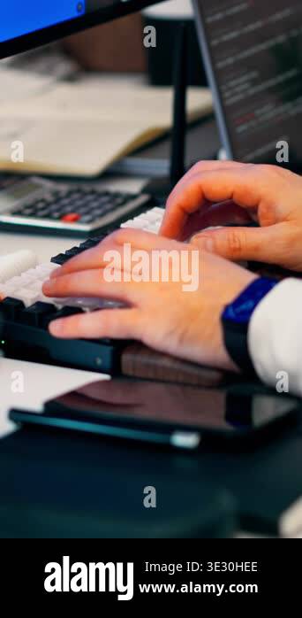 Software Developer Typing Keyboard Workspace, programmer hands, coding ...