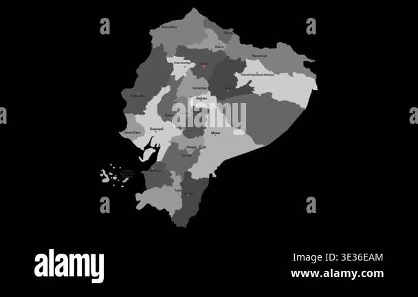 Vector map of Ecuador with names of cities and with borders city Stock ...