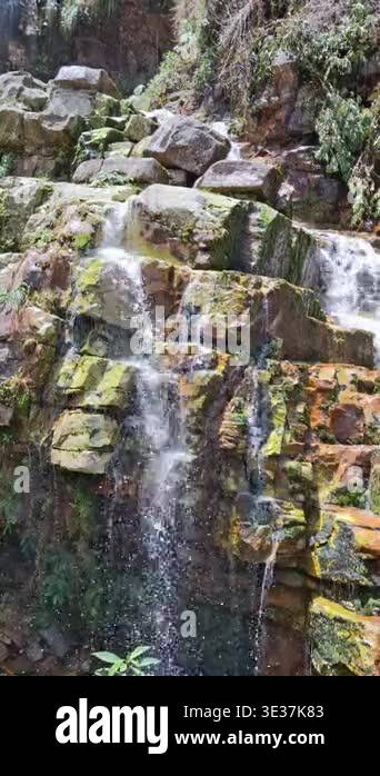 Cascada de los micos - Natural waterfall with moving water Stock Video ...
