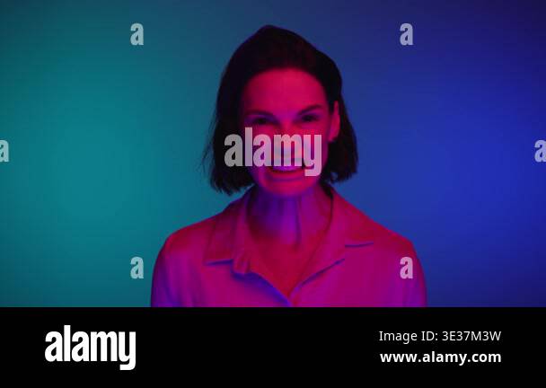 Angry Portrait of Adult Woman with Unhappy Face Looking at Camera in ...