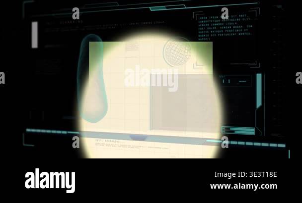Animation of bacteria cell over digital screen on black background ...