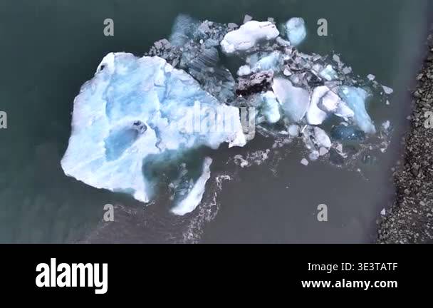 Birds Eye View of Iceberg Floating in Jkulsrln Glacier Lagoon Iceland ...