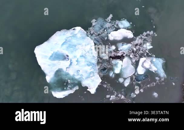 Birds Eye View of Iceberg Floating in Jkulsrln Glacier Lagoon Iceland ...