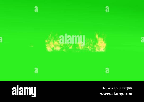 A realistic animation of fire flames burning on a solid green screen ...