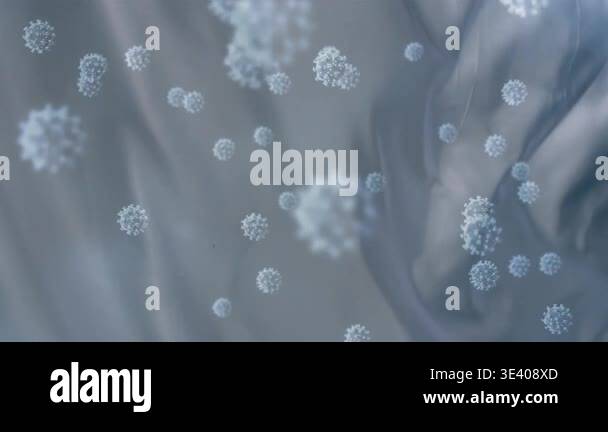 Animation of virus cells over grey background. global covid 19 pandemic ...