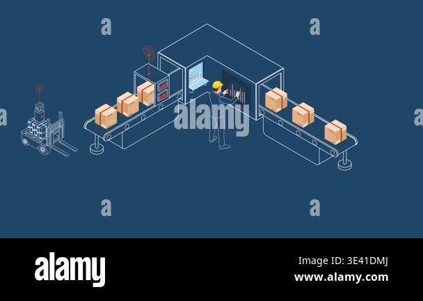 Logistics Warehouse Work Process animation with Transportation ...