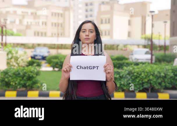 Sad Indian Woman with ChatGPT Poster Stock Video Footage - Alamy