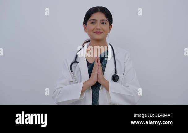 Indian Female Doctor Greeting Namaste Stock Video Footage - Alamy