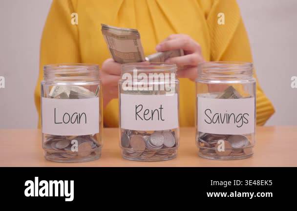 Saving Money for Loan, Rent and Savings, Indian Rupee Stock Video ...