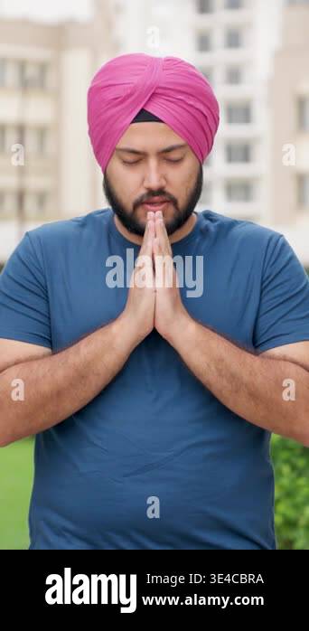 Vertical Video of Sikh Indian Man Praying to God Stock Video Footage ...