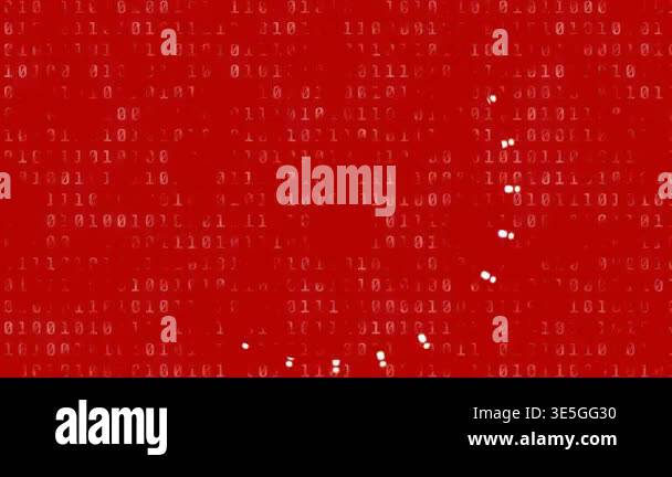 Animation of abstract circular shape pulsating over binary coding data ...