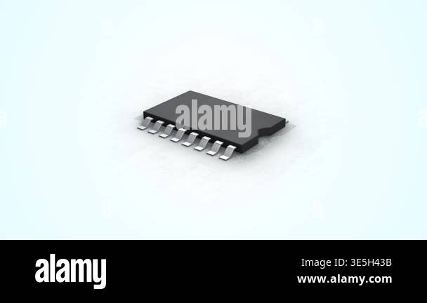 Integrated Circuit Chip on a Light Reflective Floor. Microchip 3D ...