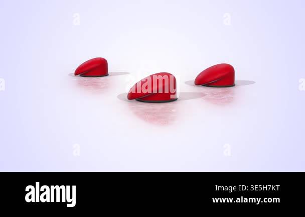 Red Military Berets on a Light Reflective Floor. Soft Fabric Beret 3D ...
