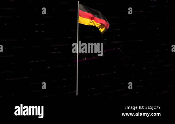 Animation of data processing over flag of germany. National flags and ...