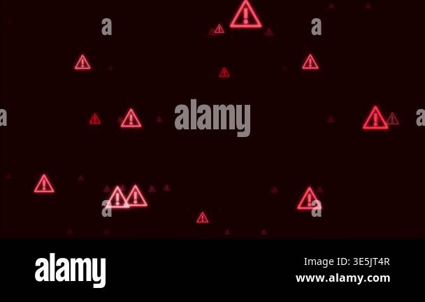 Warning Triangle Symbols, Glowing Red Alert Icons on Dark Background ...