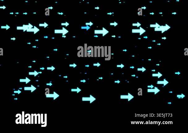 Blue Arrows Moving Right, Glowing Cyan Arrow Icons on Black Background ...