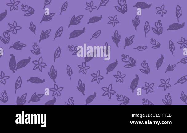 purple floral pattern with leaves and small flowers on a soft lilac ...