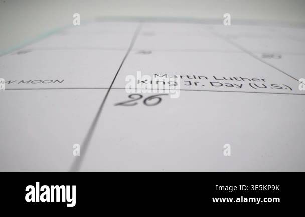 Close up of calendar showing Martin Luther King Jr Day Stock Video ...