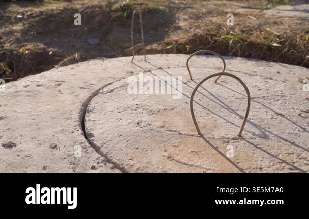 Concrete hatch cover over water storage tank smooth camera movement ...