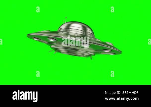 High-Quality Metallic UFO Flying Saucer 3D Model on Green Screen ...