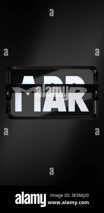 Black Shiny Vertical Flip Calendar with Months and Years on Dark ...