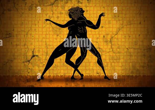 greek androgynous myth fused man and woman in orange vase style Stock ...