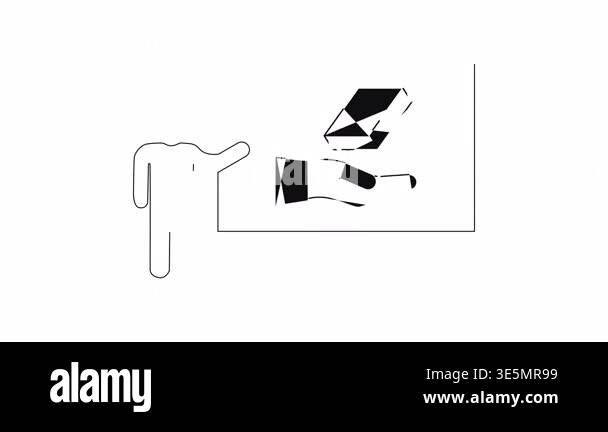 A simple line drawing of a person presenting a book on a stand, ideal ...