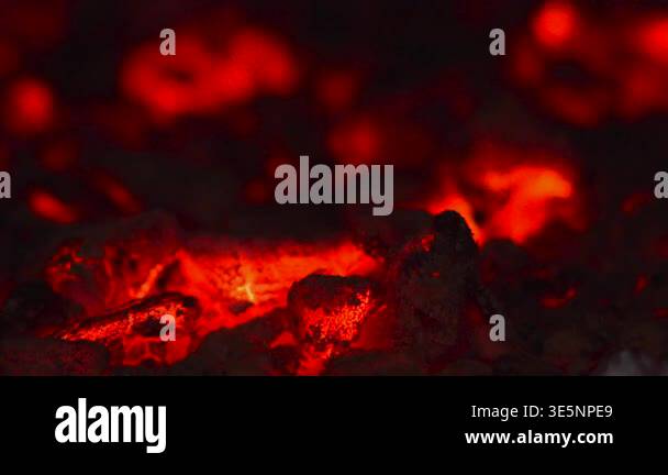 Closeup Hot Coals For Barbecue, Warm Red Glow In Backyard Grill, Gentle ...