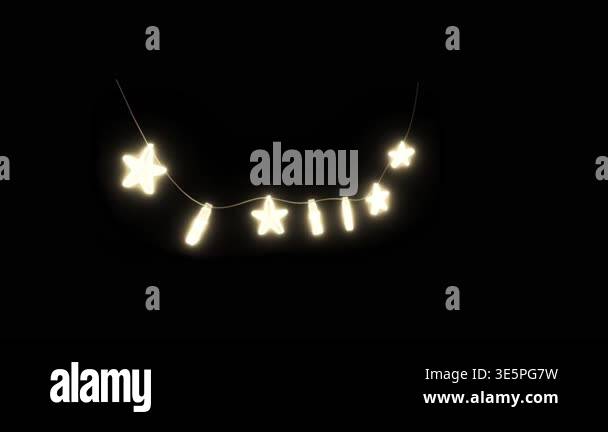 Glowing Star Shape String Light Decoration Bundle Stock Video Footage ...