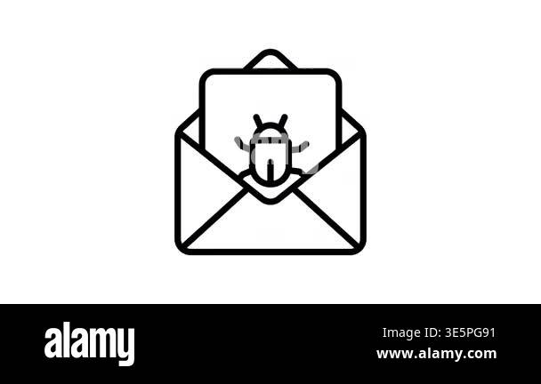 Trendy linear animated icon of suspicious email bug alert Stock Video ...