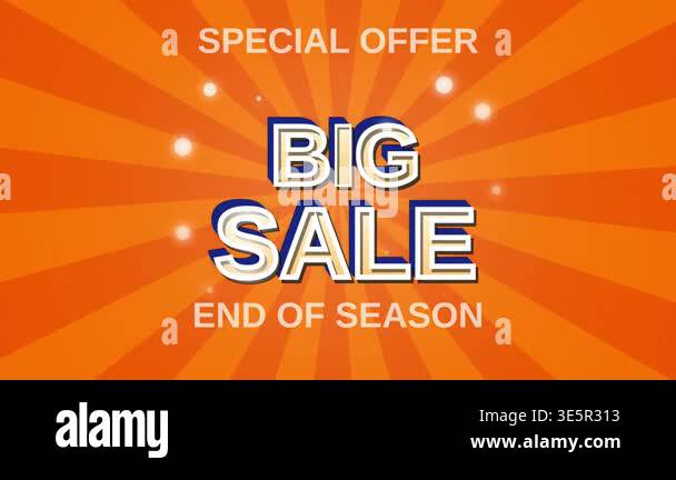 Vibrant orange background with special offer big sale end of season ...
