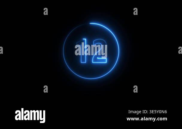 15 to 0 second modern digital countdown timer animation on black ...