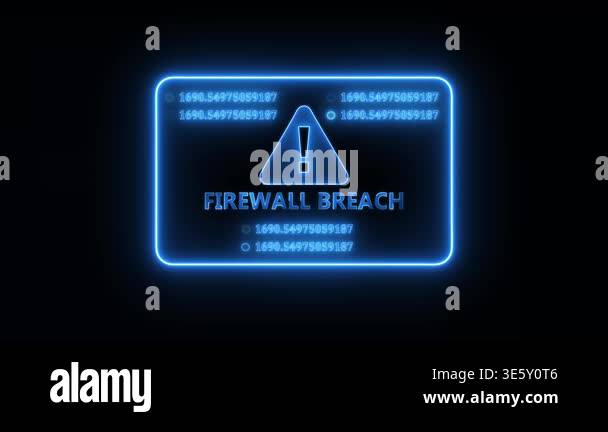 Network security system detecting firewall breach on futuristic ...